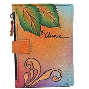 Anna by Anuschka Women's Hand Painted Genuine Leather Ladies Wallet - Rose Butterfly