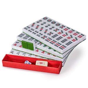 Yellow Mountain Imports Professional Chinese Mahjong Game Set, Double Happiness (Green) with 146 Medium Size Tiles - for Chinese Style Game Play [專業中式麻將]