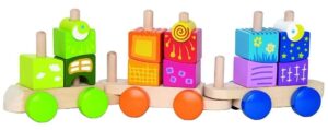 hape fantasia building blocks toddler push and pull train set l: 15.9, w: 3.2, h: 4.7 inch