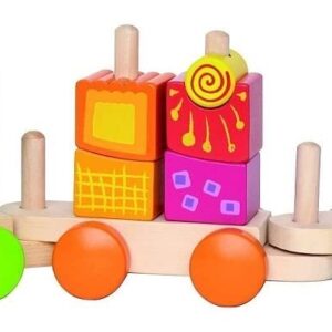 Hape Fantasia Building Blocks Toddler Push and Pull Train Set L: 15.9, W: 3.2, H: 4.7 inch