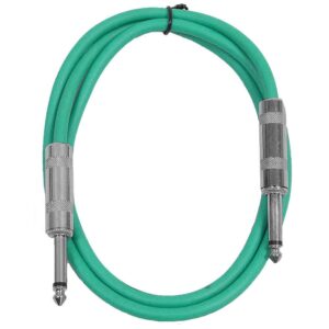 seismic audio - sastsx-3 - 3 foot ts 1/4" guitar, instrument, or patch cable green