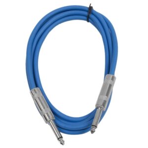 seismic audio speakers guitar cables, ts ¼” guitar cables, blue, 6 feet