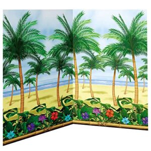 vibrant multicolor palm tree scene setters room roll - 48" x 40' (1 pc.) - easy-to-use plastic decor - perfect for any occasion, indoors or outdoors