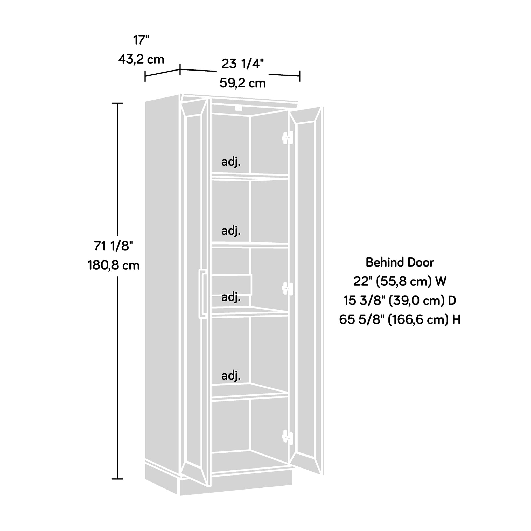 Sauder HomePlus Storage Pantry cabinets, ‎L: 23.25" x W: 17" x H: 71.18", Sienna Oak