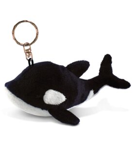 puzzled killer whale plush keychain stuffed animal toy - soft ocean life animal black whale charm keyring, decorative plush toy accessory fun buddy for kids bag - 4 inches