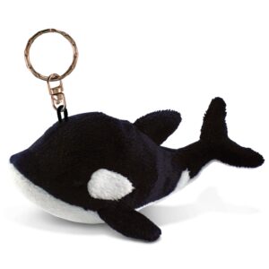 Puzzled Killer Whale Plush Keychain Stuffed Animal Toy - Soft Ocean Life Animal Black Whale Charm Keyring, Decorative Plush Toy Accessory Fun Buddy For Kids Bag - 4 Inches