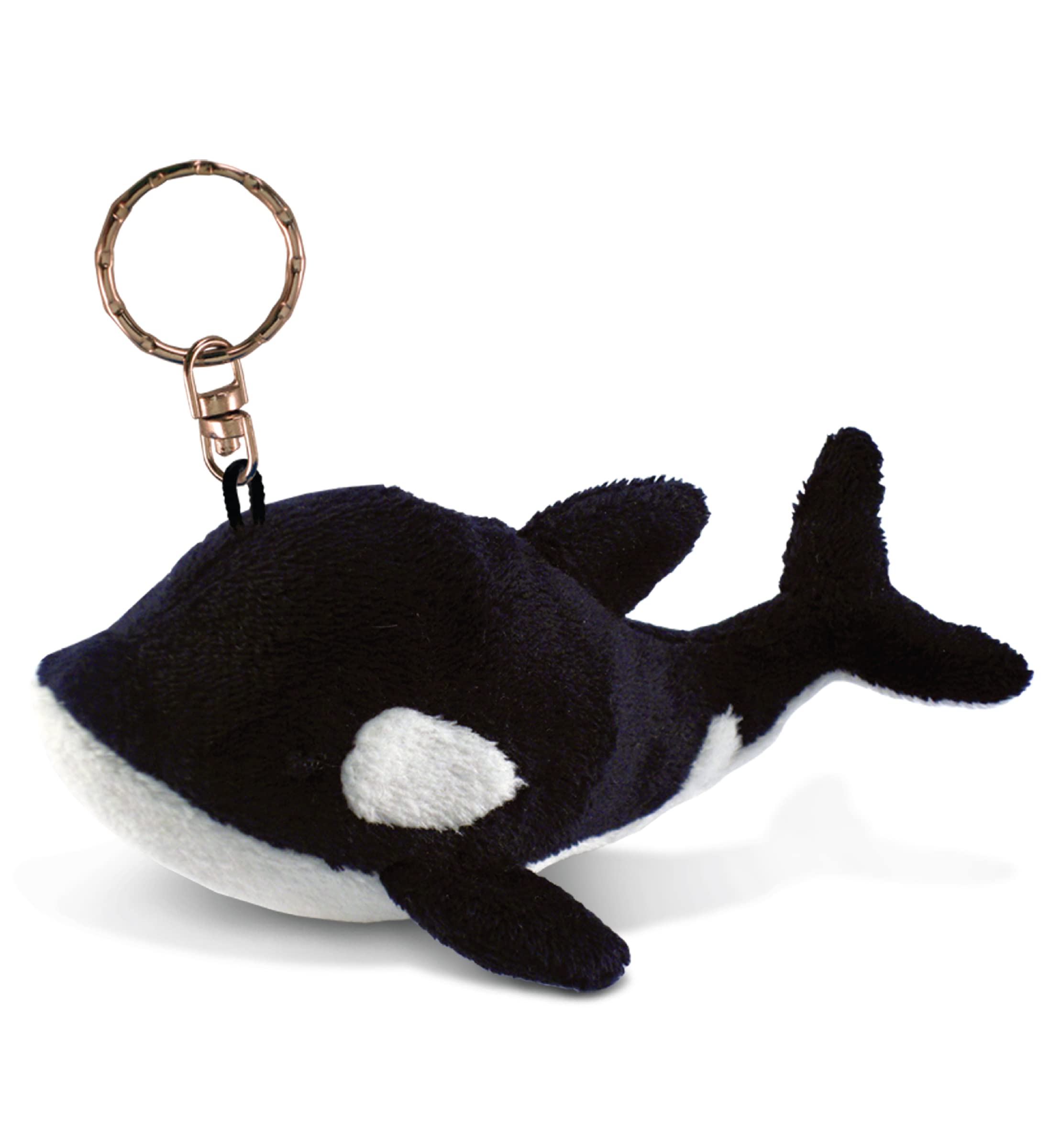 Puzzled Killer Whale Plush Keychain Stuffed Animal Toy - Soft Ocean Life Animal Black Whale Charm Keyring, Decorative Plush Toy Accessory Fun Buddy For Kids Bag - 4 Inches