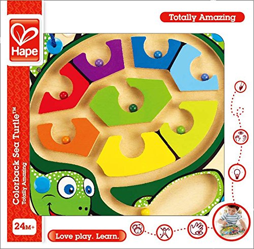 Hape Wooden Magnetic Maze Puzzle Colorblock Sea Turtle| Learning and Development Puzzle with Magnetic Wand for Preschoolers