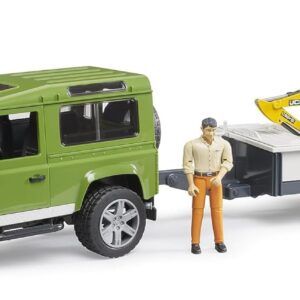 Bruder Land Rover Defender Rigid Drawbar Trailer Jcb Micro Excavator and Construction Worker for unisex-children