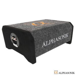 Alphasonik AS8DF 8 inch 600 Watts 4-Ohm Down Fire Shallow Mount Flat Enclosed Sub woofer for Tight Spaces in Cars and Trucks, Slim Thin Loaded Subwoofer Air Tight Sealed Bass Enclosure