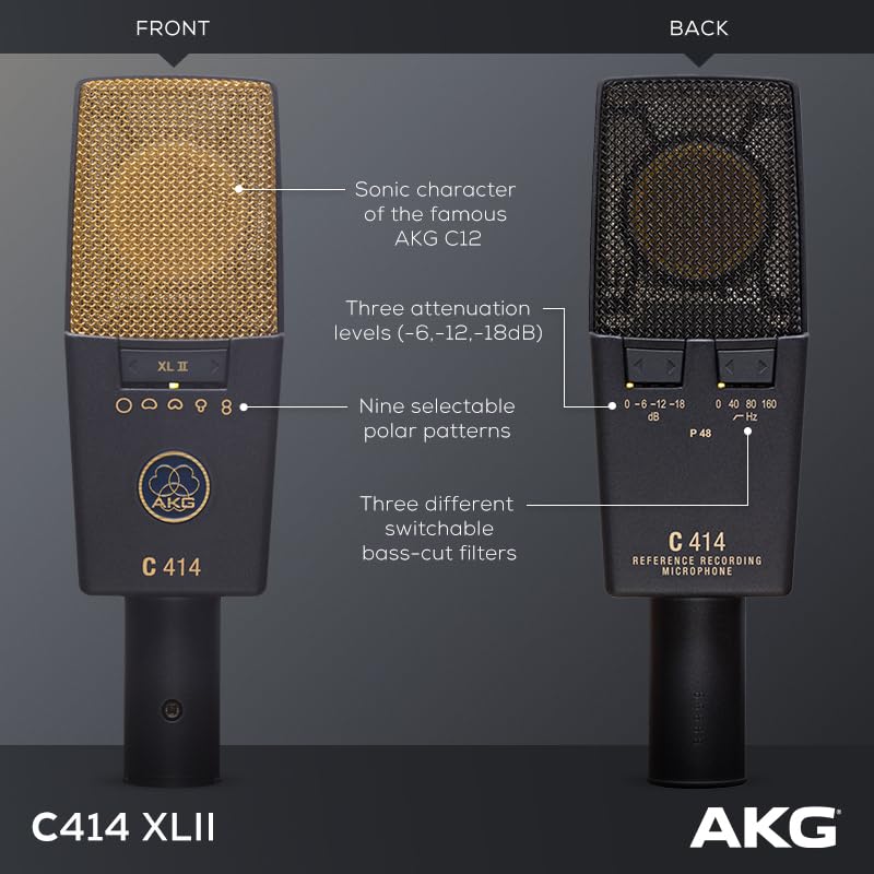 AKG Pro Audio Condenser Microphone, XLR, Black, C414 (3059X00060)