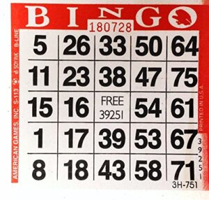 1 on red bingo paper cards - 500 cards per pack