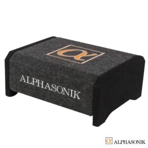 Alphasonik AS8DF 8 inch 600 Watts 4-Ohm Down Fire Shallow Mount Flat Enclosed Sub woofer for Tight Spaces in Cars and Trucks, Slim Thin Loaded Subwoofer Air Tight Sealed Bass Enclosure