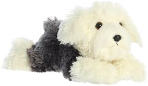 aurora® adorable flopsie™ edwin™ stuffed animal - playful ease - timeless companions - white 12 inches