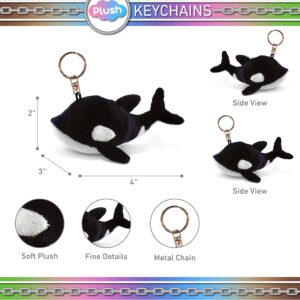 Puzzled Killer Whale Plush Keychain Stuffed Animal Toy - Soft Ocean Life Animal Black Whale Charm Keyring, Decorative Plush Toy Accessory Fun Buddy For Kids Bag - 4 Inches