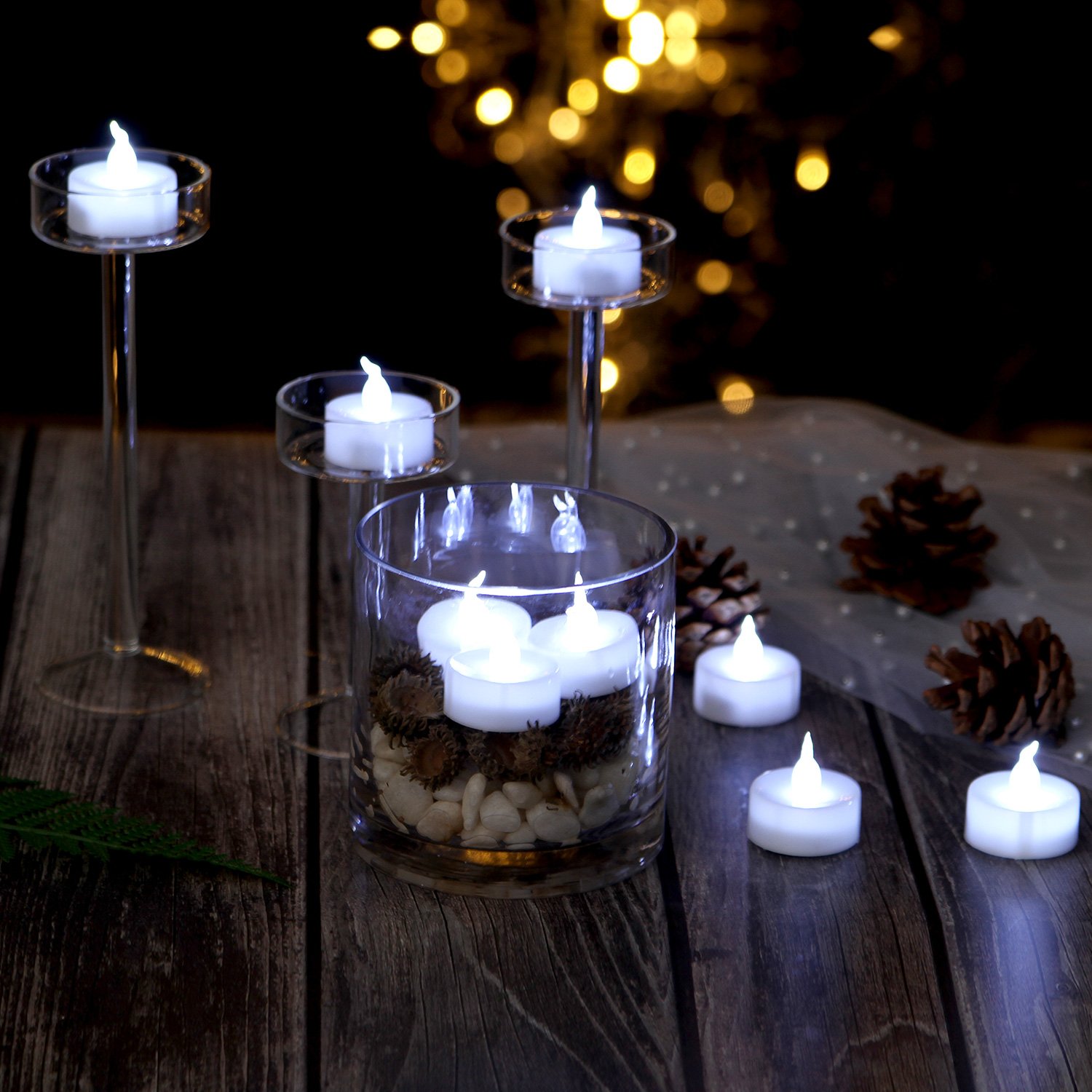 AGPtEK Tea Lights,100 Pack Flameless LED Candles Battery Operated Tealight Candles No Flicker Long Lasting Tealight for Wedding Holiday Party Home Decoration(Cool White)