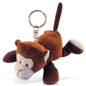 Puzzled Monkey Plush Keychain Stuffed Animal Toy - Soft Wild Life Animal Brown Chimp Charm Keyring, Cute Decorative Plush Toy Accessory Fun Buddy - 4 Inches