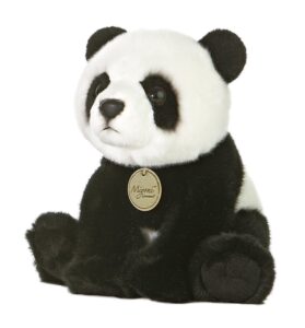 aurora® realistic miyoni® panda stuffed animal - lifelike detail - cherished companionship - black and white 10 inches