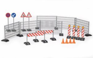 bruder construction set: railings, site signs and pylons