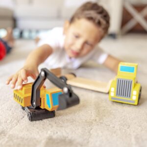 Melissa & Doug Trailer and Excavator Wooden Vehicle Set (3 pcs)