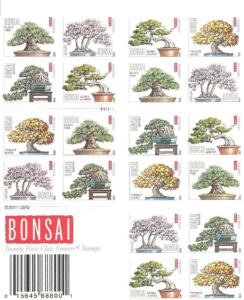 bonsai tree booklet pane of 20 x forever stamps scott 4618-22