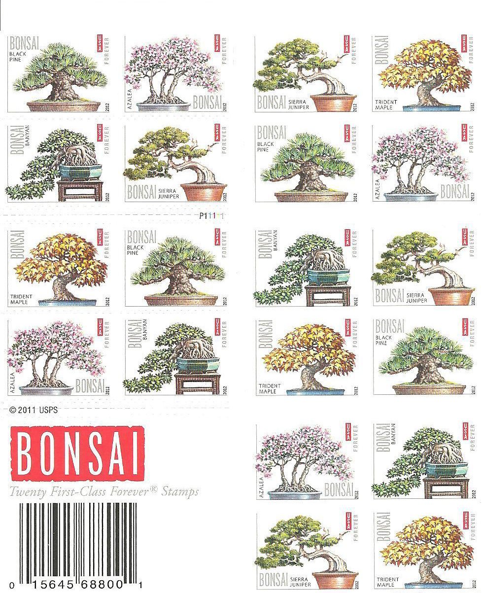 Bonsai Tree Booklet Pane of 20 x Forever Stamps Scott 4618-22