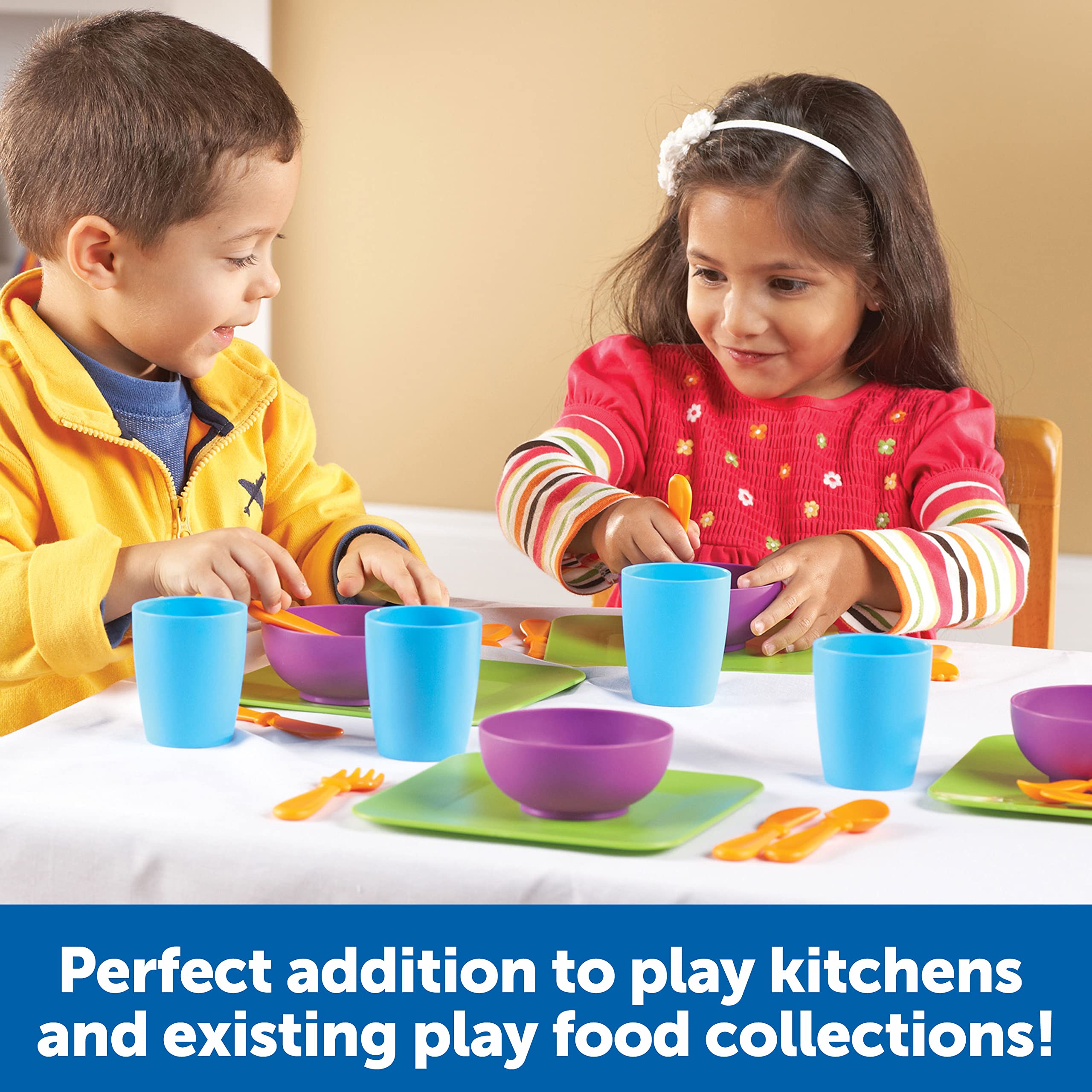 Learning Resources New Sprouts Serve It! Dish Set, Early Social Interactions, 24 Piece, Ages 2+,Multicolor,7 L x 7 W in