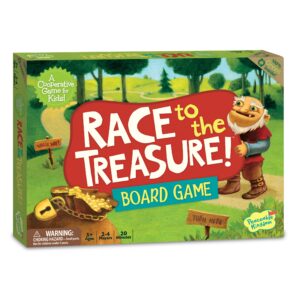 peaceable kingdom race to the treasure! cooperative path building game for 2 to 4 kids ages 5+