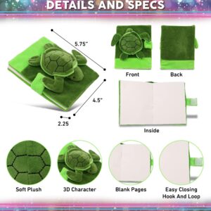 DolliBu Sea Turtle Plush Notebook - Sea Turtle Stuffed Animal Girls and Boys Writing Journal, Cute Stationery Notebook, Plush Sea Turtle Notebook Toy with 80 Pages of Writing Journal - 4.5x5.75 Inches