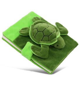 dollibu sea turtle plush notebook - sea turtle stuffed animal girls and boys writing journal, cute stationery notebook, plush sea turtle notebook toy with 80 pages of writing journal - 4.5x5.75 inches