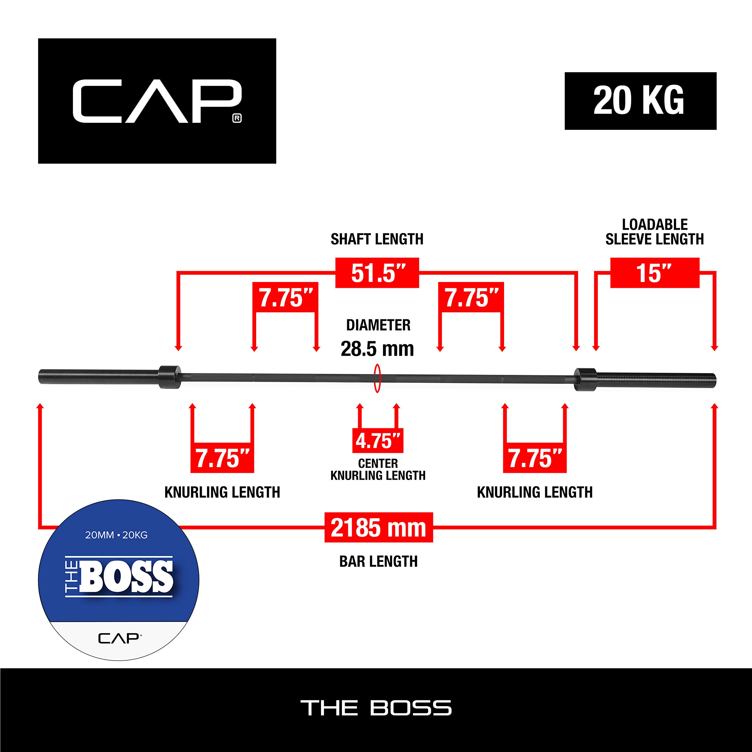 CAP Barbell THE BOSS Power Squat Olympic Bar | For Weightlifting