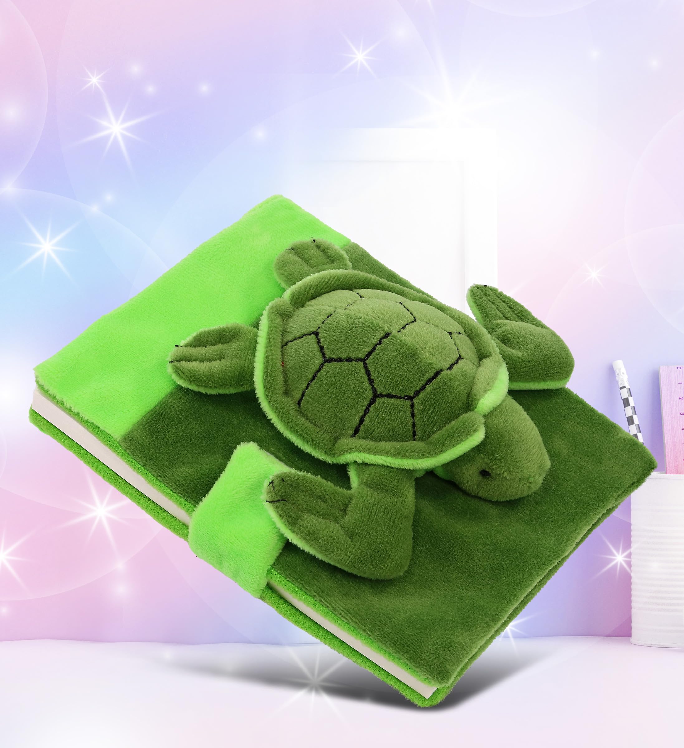 DolliBu Sea Turtle Plush Notebook - Sea Turtle Stuffed Animal Girls and Boys Writing Journal, Cute Stationery Notebook, Plush Sea Turtle Notebook Toy with 80 Pages of Writing Journal - 4.5x5.75 Inches