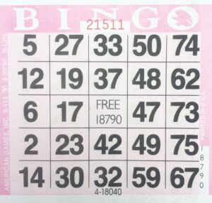 1on pink bingo card paper sheets (500 sheets per pack)