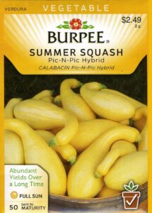 burpee seeds, burpee squash summer hybrid, 1 count