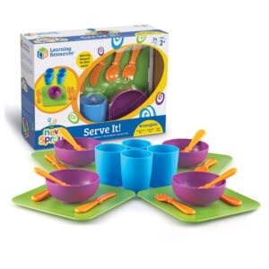 learning resources new sprouts serve it! dish set, early social interactions, 24 piece, ages 2+,multicolor,7 l x 7 w in