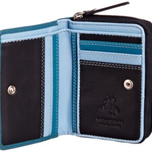 Visconti RB53 Multi Colored Navy/Prays/Sky Blue Small Bifold Soft Leather Ladies Wallet & Purse