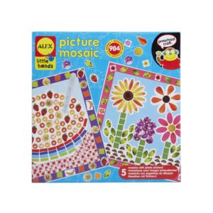 alex toys: little hands, picture mosaic, kids toddler art and craft activity, peel and stick 5 mosaics with colorful photo stickers, easy and non messy fun, for ages 3 and up