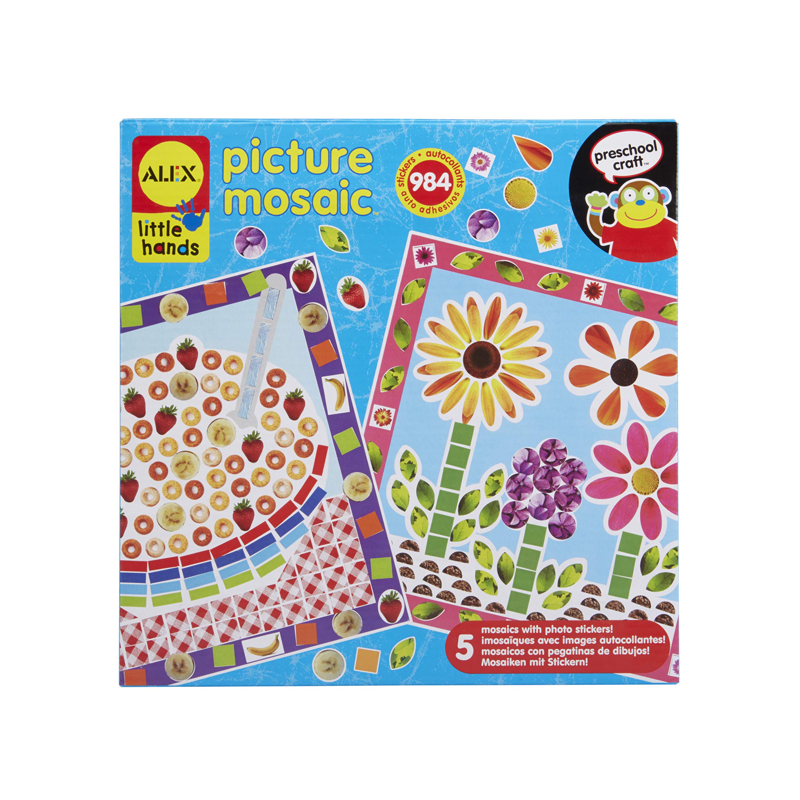 Alex Toys: Little Hands, Picture Mosaic, Kids Toddler Art and Craft Activity, Peel and Stick 5 Mosaics with Colorful Photo Stickers, Easy and Non Messy Fun, For Ages 3 and up