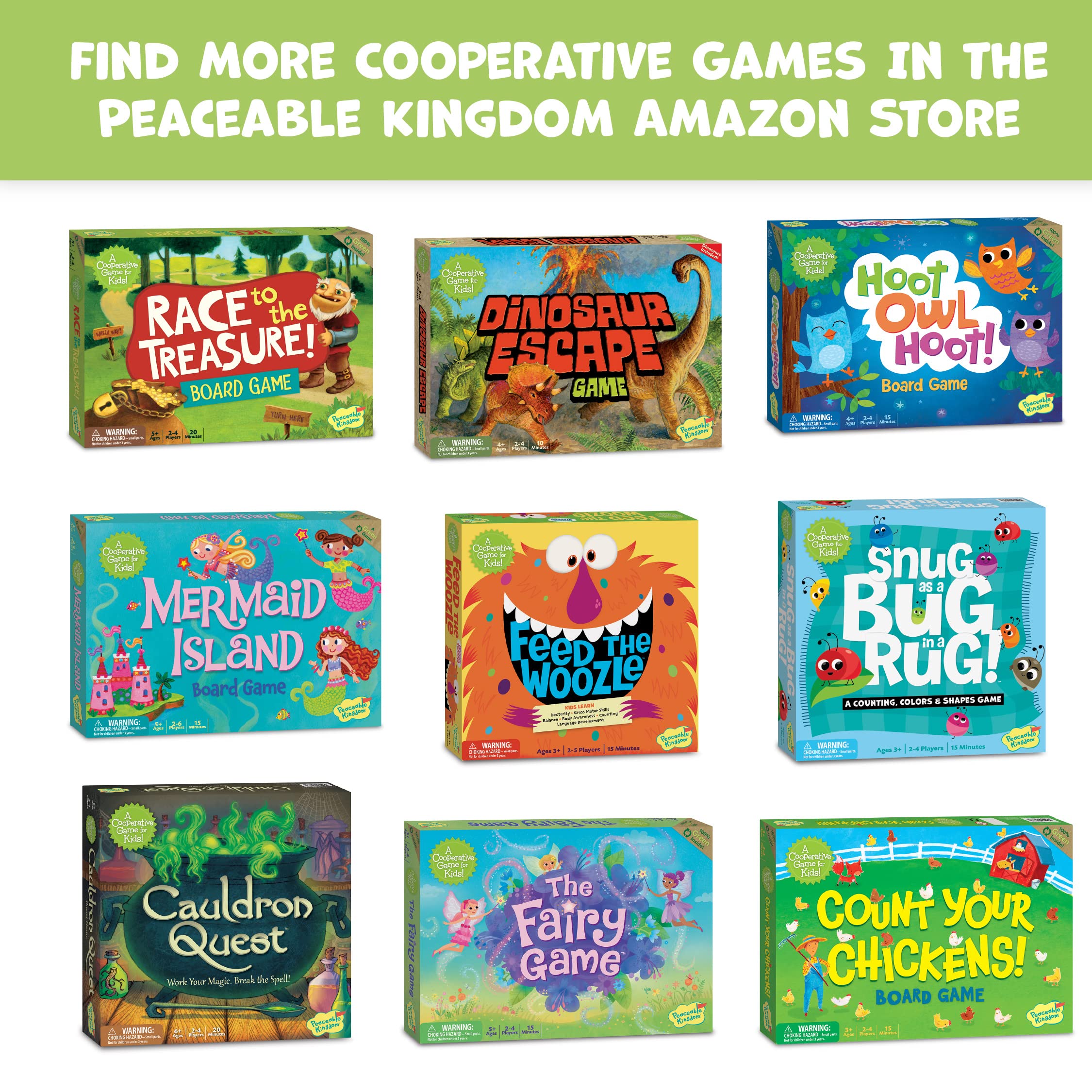 Peaceable Kingdom Race to the Treasure! Cooperative Path Building Game for 2 to 4 Kids Ages 5+