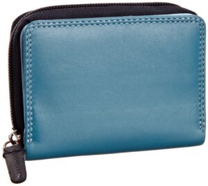 visconti rb53 multi colored navy/prays/sky blue small bifold soft leather ladies wallet & purse