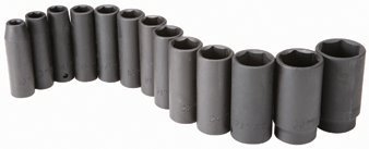 Pittsburgh 13 Piece High Visibility 1/2" Drive Metric Deep Wall Impact Socket Set