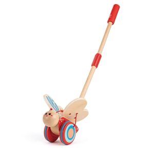 award winning hape butterfly wooden push and pull walking toy, l: 6.3, w: 5.8, h: 22.2 inch, red