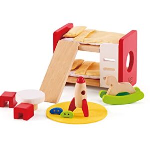 Hape Wooden Doll House Furniture Children's Room with Accessories| 1:12 Scales Miniature Dollhouse Furniture