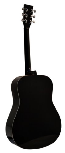 Huntington GA41PS-BK Acoustic Guitar Dreadnaught Steel String with 1 String Winder, 2 String Sets and 3 Premium Picks, Black