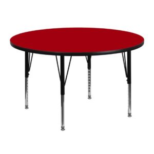 flash furniture wren 48'' round red thermal laminate activity table - height adjustable short legs