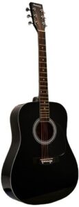 huntington ga41ps-bk acoustic guitar dreadnaught steel string with 1 string winder, 2 string sets and 3 premium picks, black