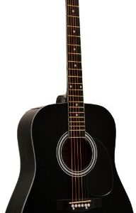 Huntington GA41PS-BK Acoustic Guitar Dreadnaught Steel String with 1 String Winder, 2 String Sets and 3 Premium Picks, Black