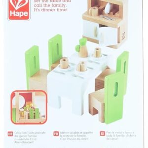 Hape Wooden Doll House Furniture Dining Room Set with Accessories| 1:12 Scales Miniature Dollhouse Furniture