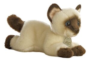 aurora® adorable miyoni® siamese cat stuffed animal - lifelike detail - cherished companionship - brown 8 inches