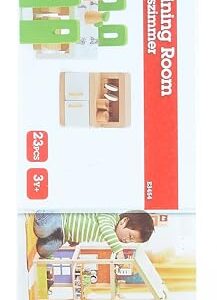 Hape Wooden Doll House Furniture Dining Room Set with Accessories| 1:12 Scales Miniature Dollhouse Furniture